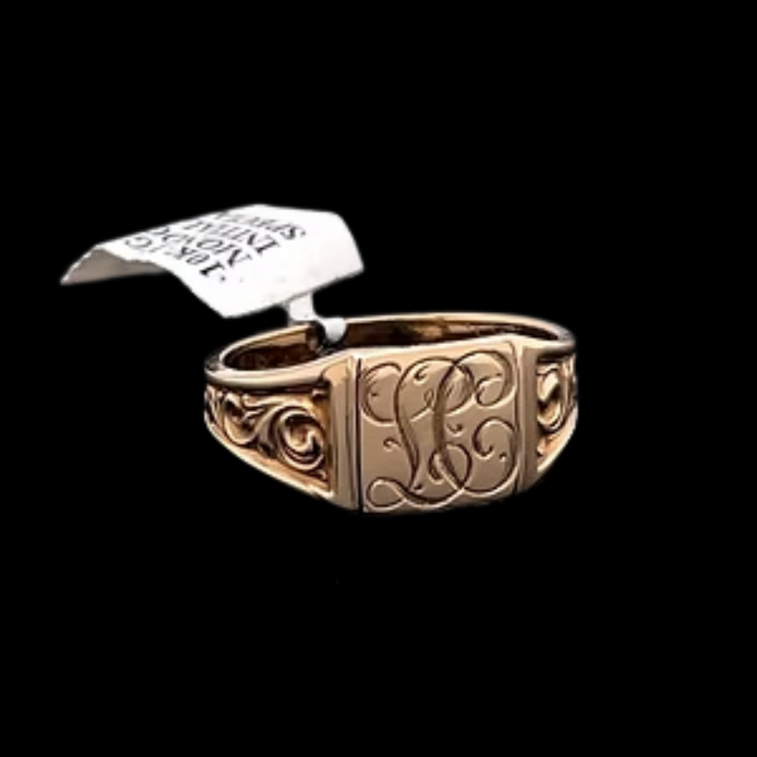 10K-YG MONOGRAN INITIAL-RING – MR Goldman USA
